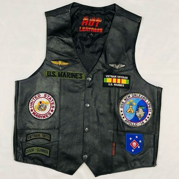 Vintage | Jackets & Coats | Vintagevietnam Veteran Marines Leathervest ...